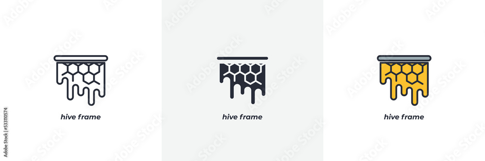 hive frame icon. Line, solid and filled outline colorful version ...