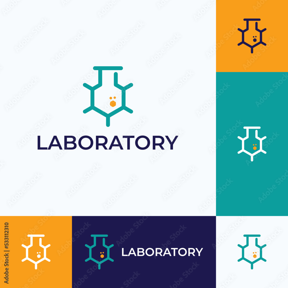 tech logo designs vector, hexagon lab icon Stock Vector | Adobe Stock