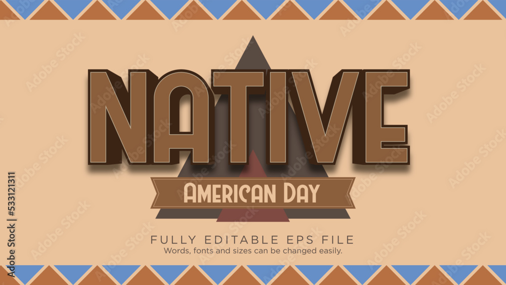 Native American Day Text Effect Font Type Vector Simple Background ...