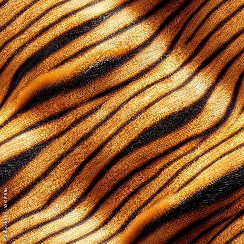 tiger-striped fur as texture background and tile template. The close-up ...
