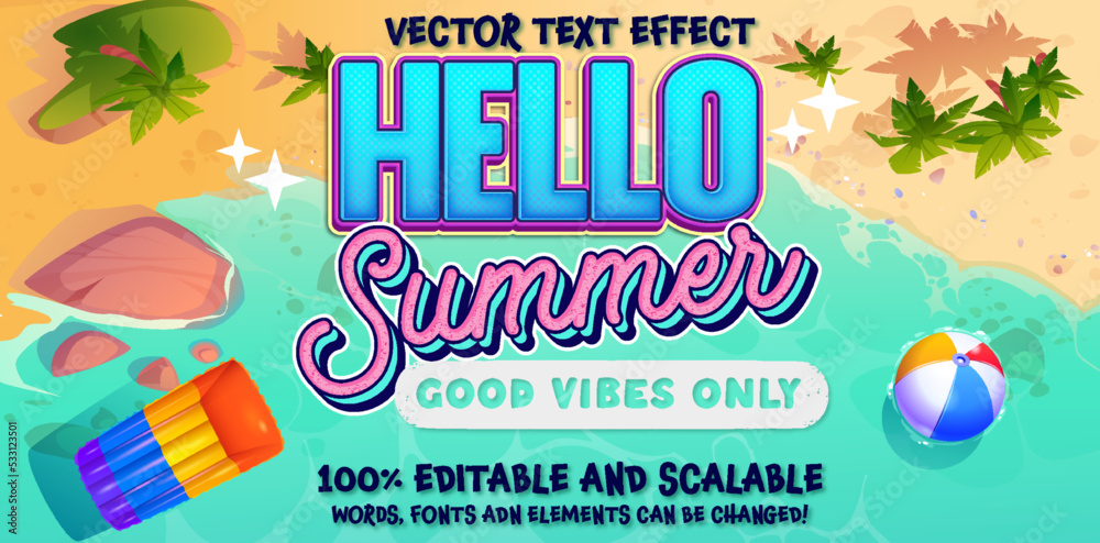Summer season vector design. Hello summer editable typography text ...