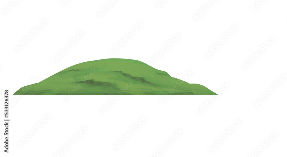Lush green grass hill hand drawn illustration isolated on white ...