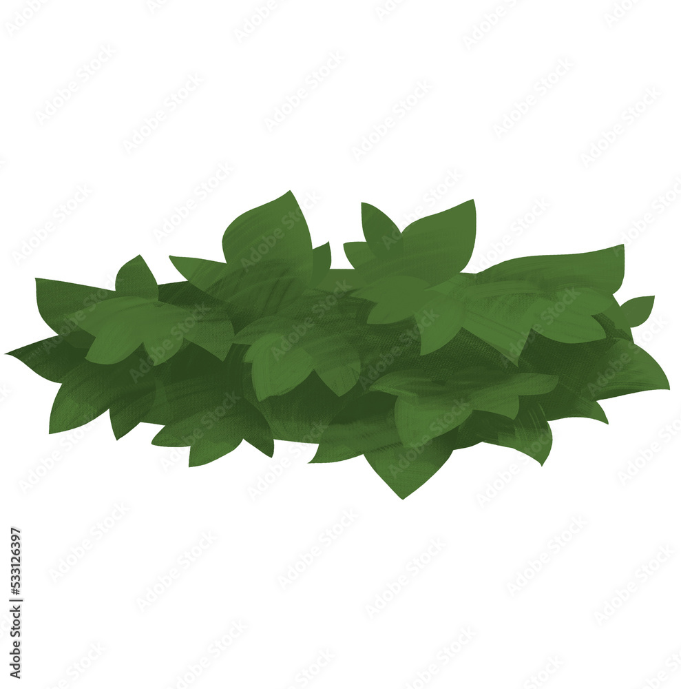 Hand drawn green forest bush 2d illustrations PNG isolated Stock ...