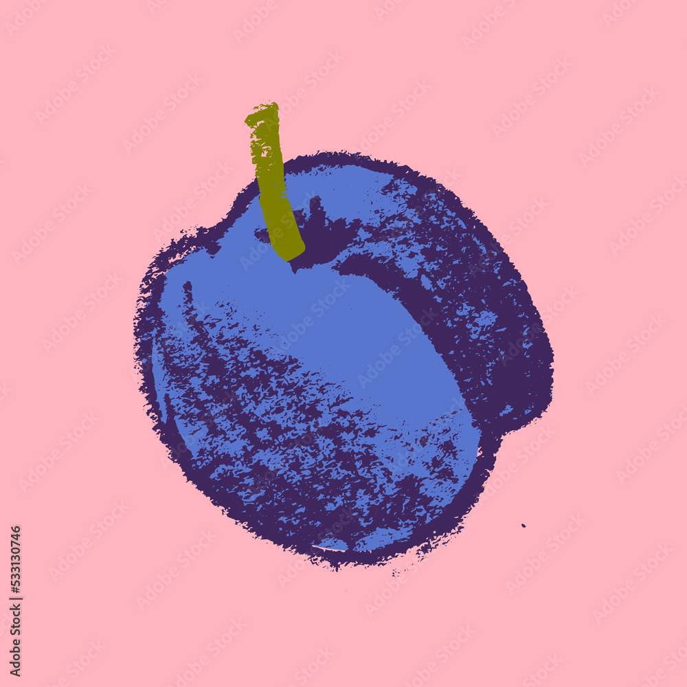 Vector Prune icon isolated. Hand drawn plum sketch. Natural damson ...