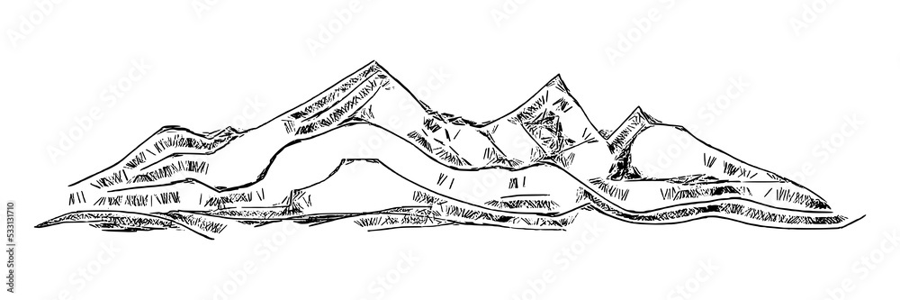 Mountain ranges, vector background, minimalism, imitation pencil ...