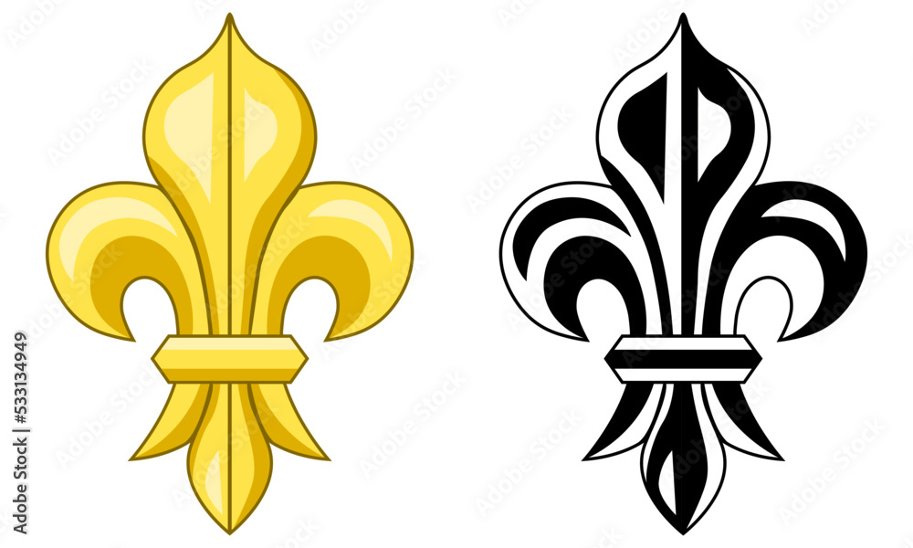 lily fleur de Lis. Set of heraldic symbol fleur-de-lis. Vector ...