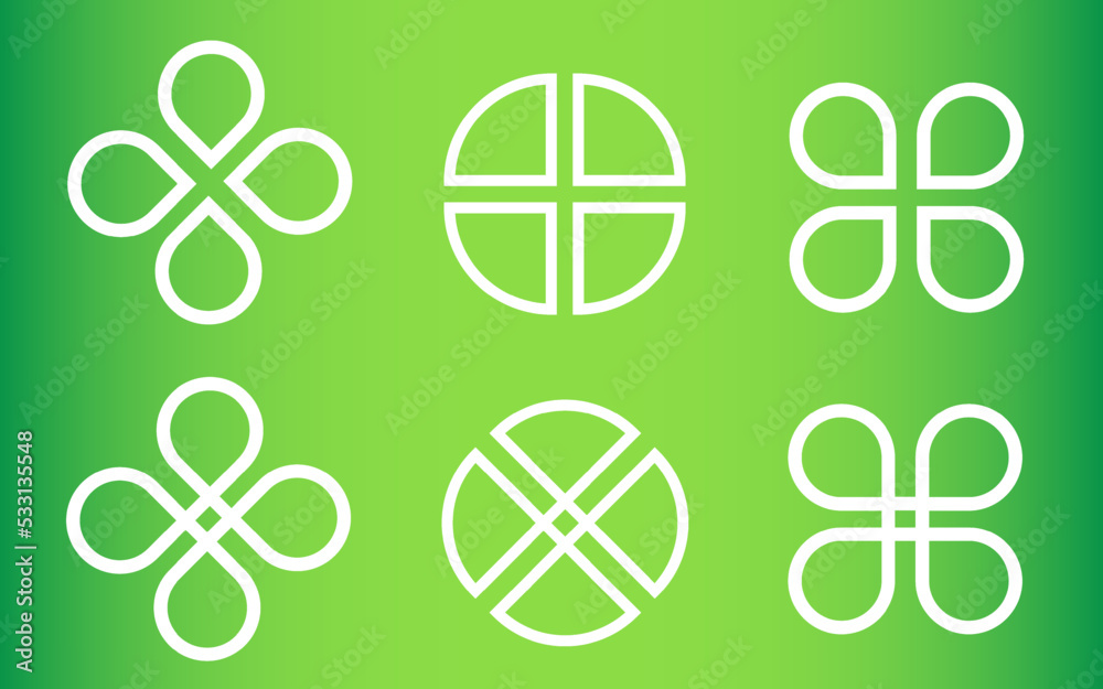 Clover leaf logo set. Four leaves icon collection. Shamrock plant ...