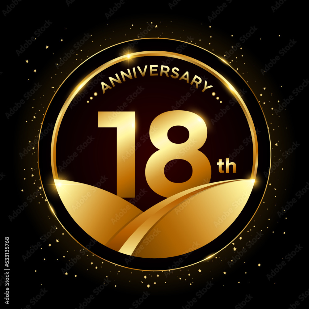 18th anniversary, Golden anniversary template design. Logo vector illustration Stock Vector ...