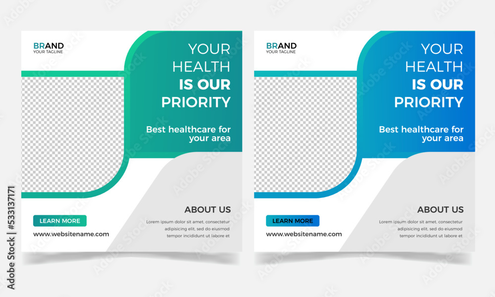 Medical health social media post banner design template, Modern medical ...