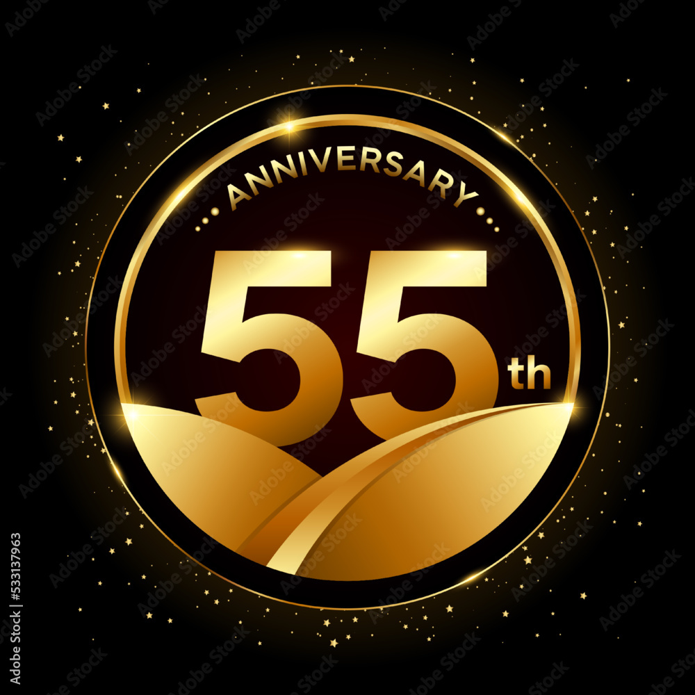 55th anniversary, Golden anniversary template design. Logo vector illustration Stock Vector ...