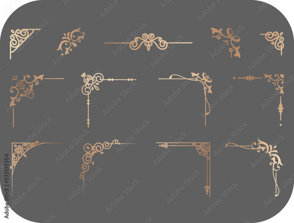 Corner vector icon set. frame illustration sign collection. vintage ...