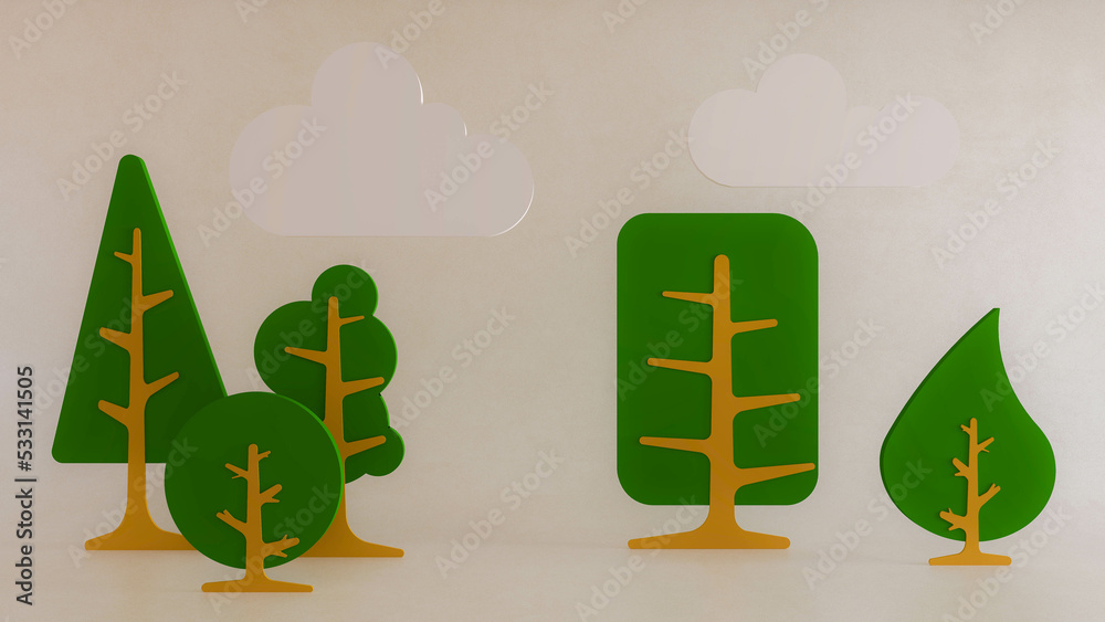forest display podium decoration wallpaper cream background with green ...