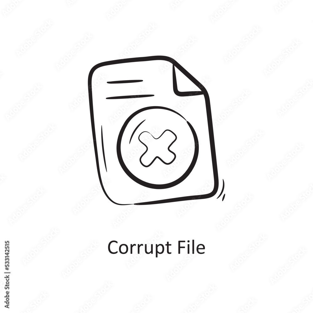 Corrupt File Outline Icon Design illustration. Project Management ...
