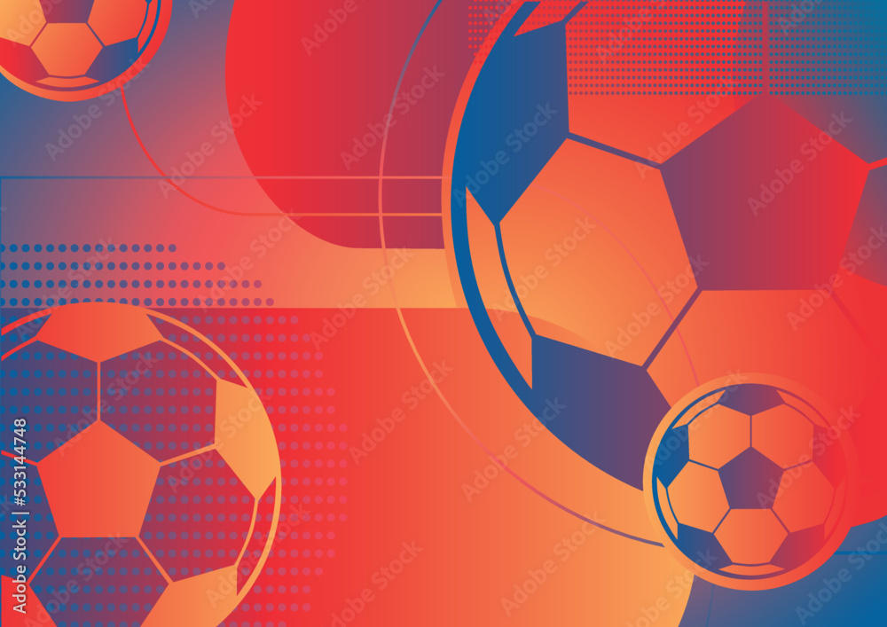 Sporty bright background with soccer balls and gradient colors. Vector ...
