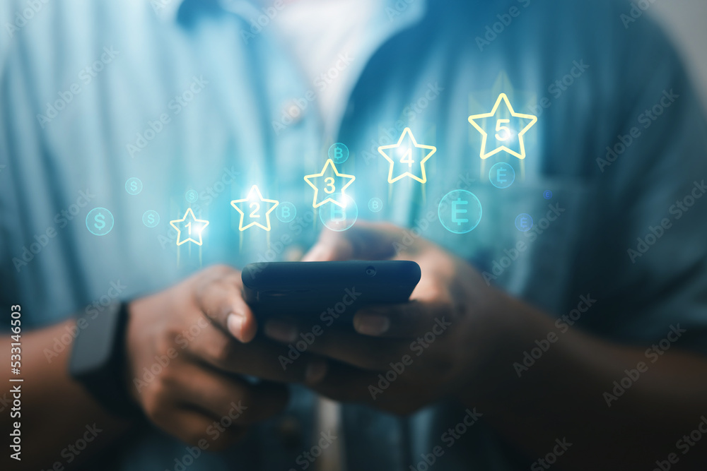 Technology customer assessment concept A close-up picture of a ...