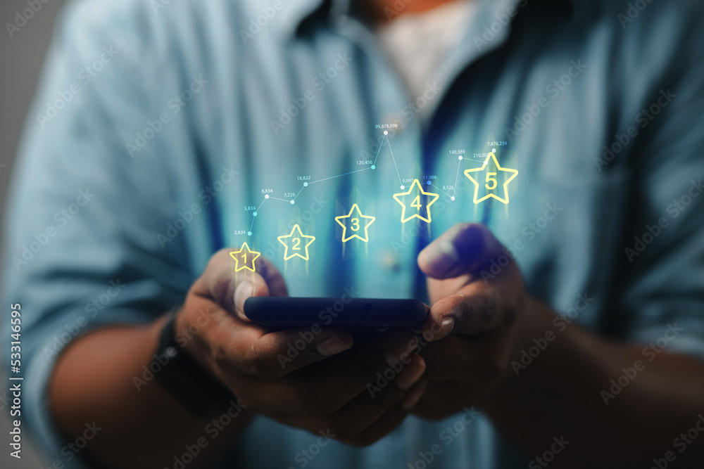 Technology customer assessment concept A close-up picture of a ...