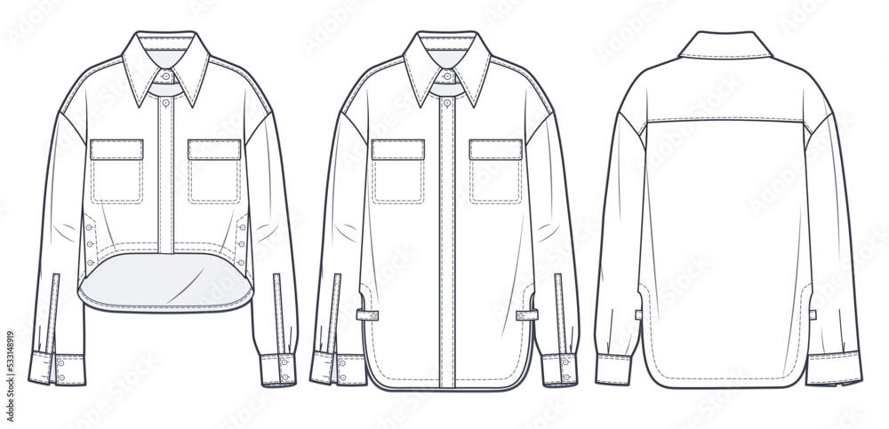 Set of Shirt technical fashion Illustration. Jackets, Shirts fashion ...