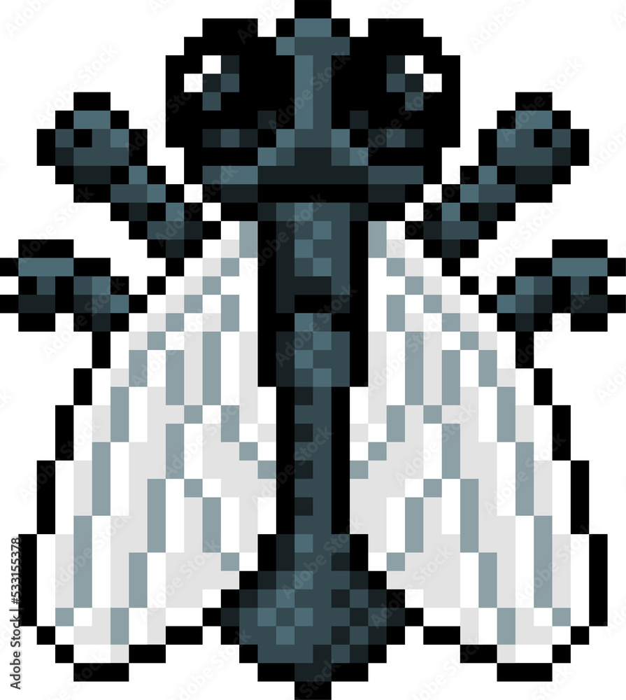 Fly Bug Insect Pixel Art Video Game 8 Bit Icon Stock Illustration ...