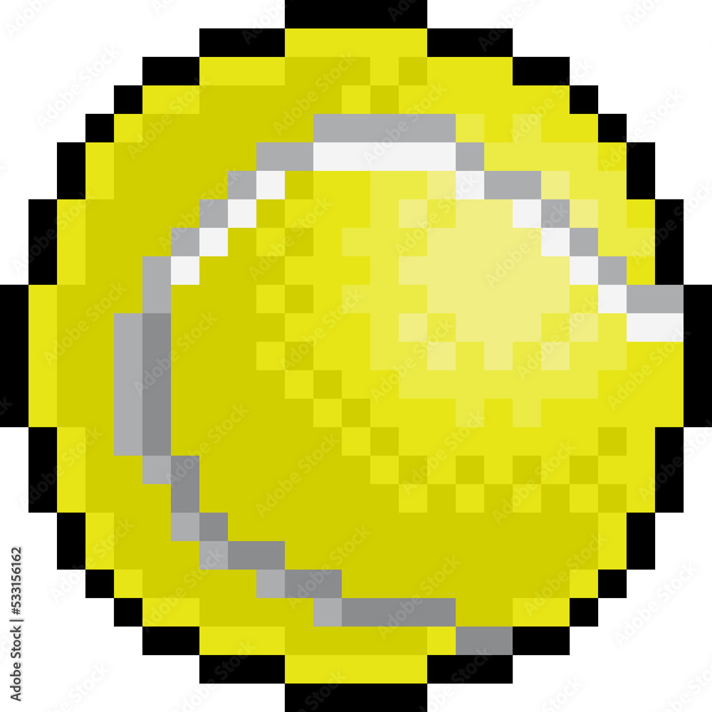Tennis Ball Pixel Art Eight Bit Sports Game Icon ilustração do Stock ...