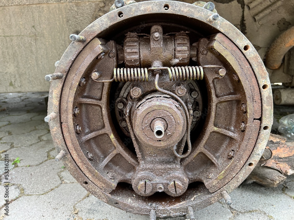 Car wheel hub. Structure of the wheel mechanism of the car. Car wheel ...