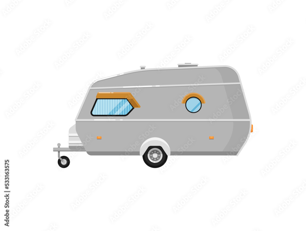 Mobile home isolated on white icon. Camping trailer for country and ...
