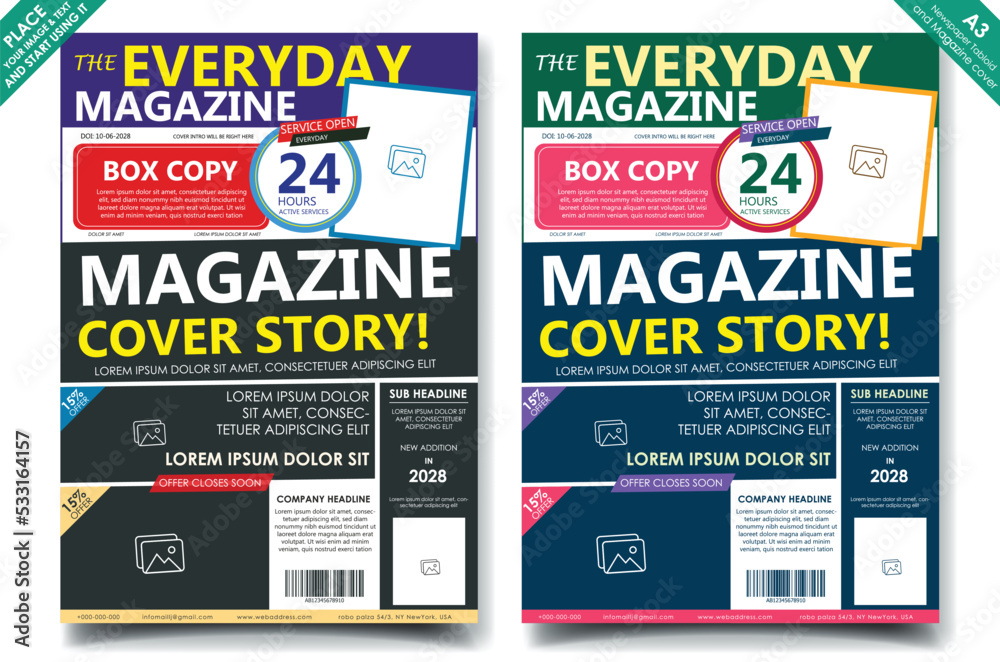 Graphical Newspaper Tabloid cover page design, Colorful Magazine Cover ...