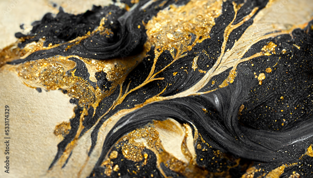 Spectacular realistic abstract backdrop of a whirlpool of black and ...