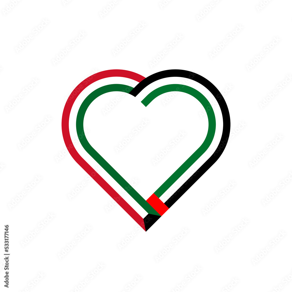 friendship concept. heart ribbon icon of kuwaiti and uae flags. vector ...