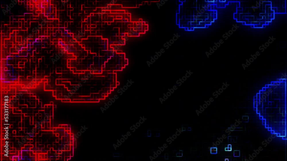 Abstract animation mixture of red and blue color in maze pattern ...