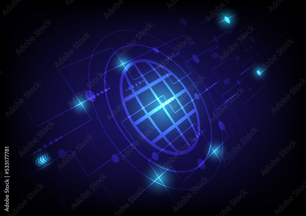 Interface design. Futuristic background with Earth planet, World map ...