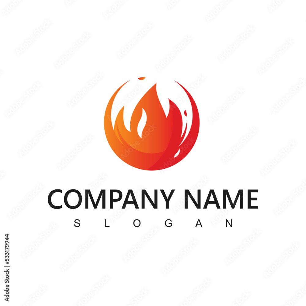 Fire Flame Logo Design Template. Creative Circle Burn Fire Logo Concept ...