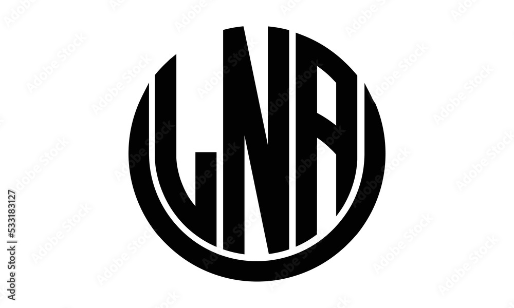 LNA shield in circle logo design vector template. lettermrk, wordmark ...
