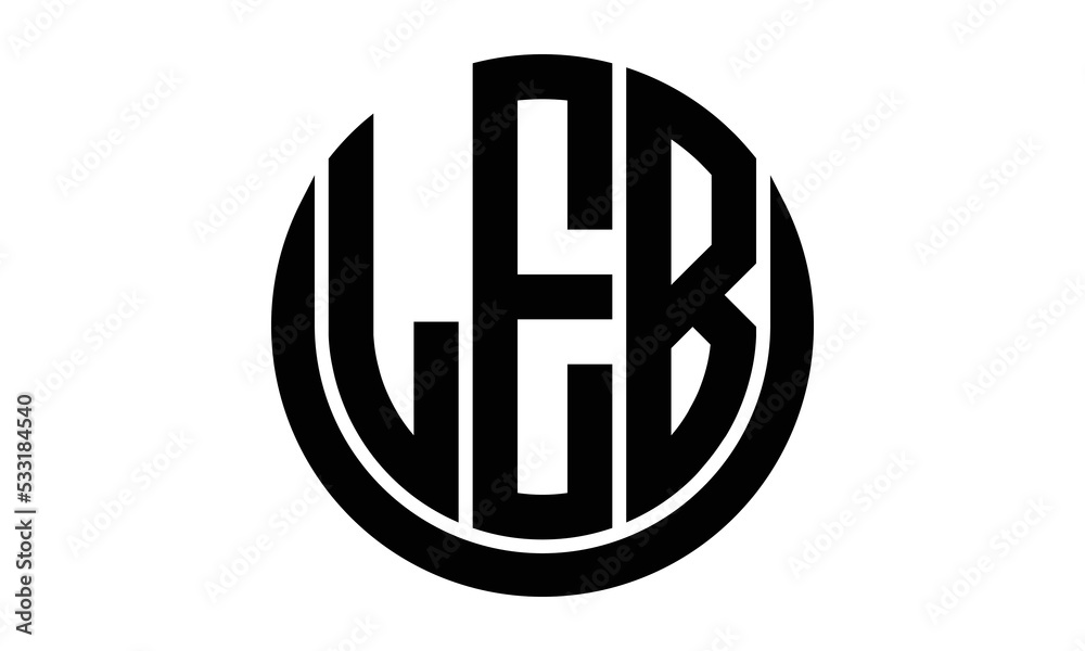 LEB shield in circle logo design vector template. lettermrk, wordmark ...