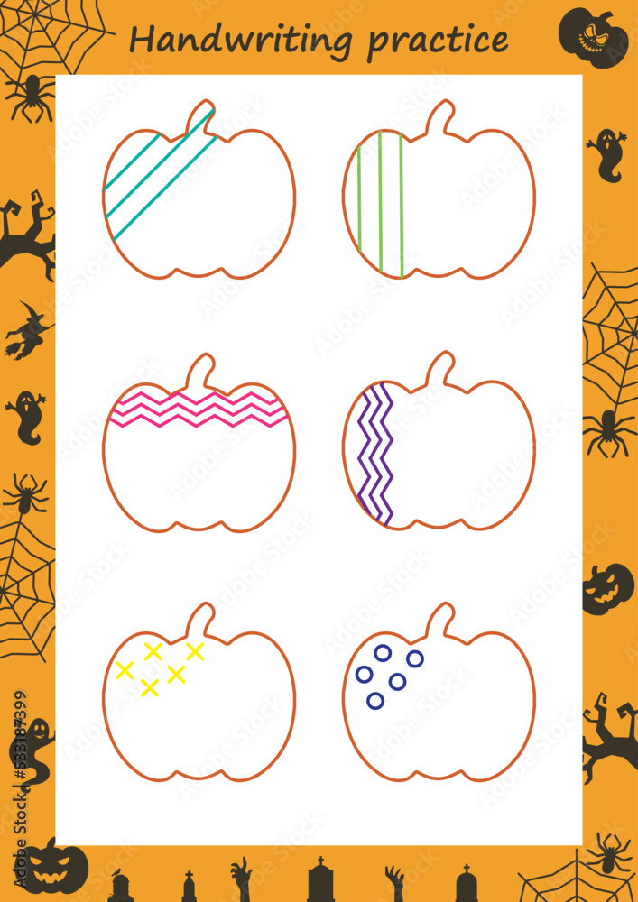 Educational worksheet for kids. Handwriting practice. Spider and his ...