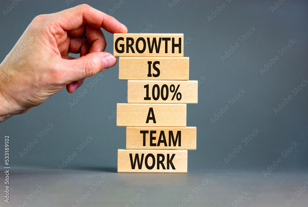 Growth symbol. Concept words Growth is 100 percent a team work on ...