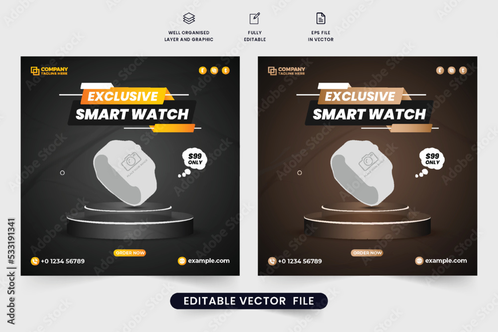 Exclusive smartwatch sale template design for digital marketing ...