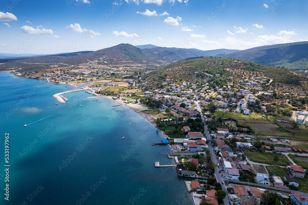A distant view of Urla Balıklıova, formerly called Polikhne and located ...