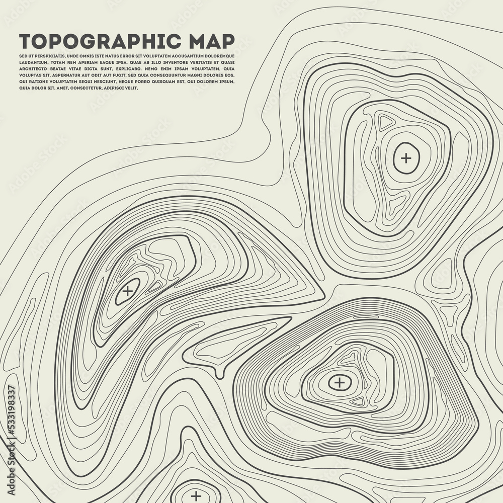 Graphic illustration of topographic map with abstract lines showing ...