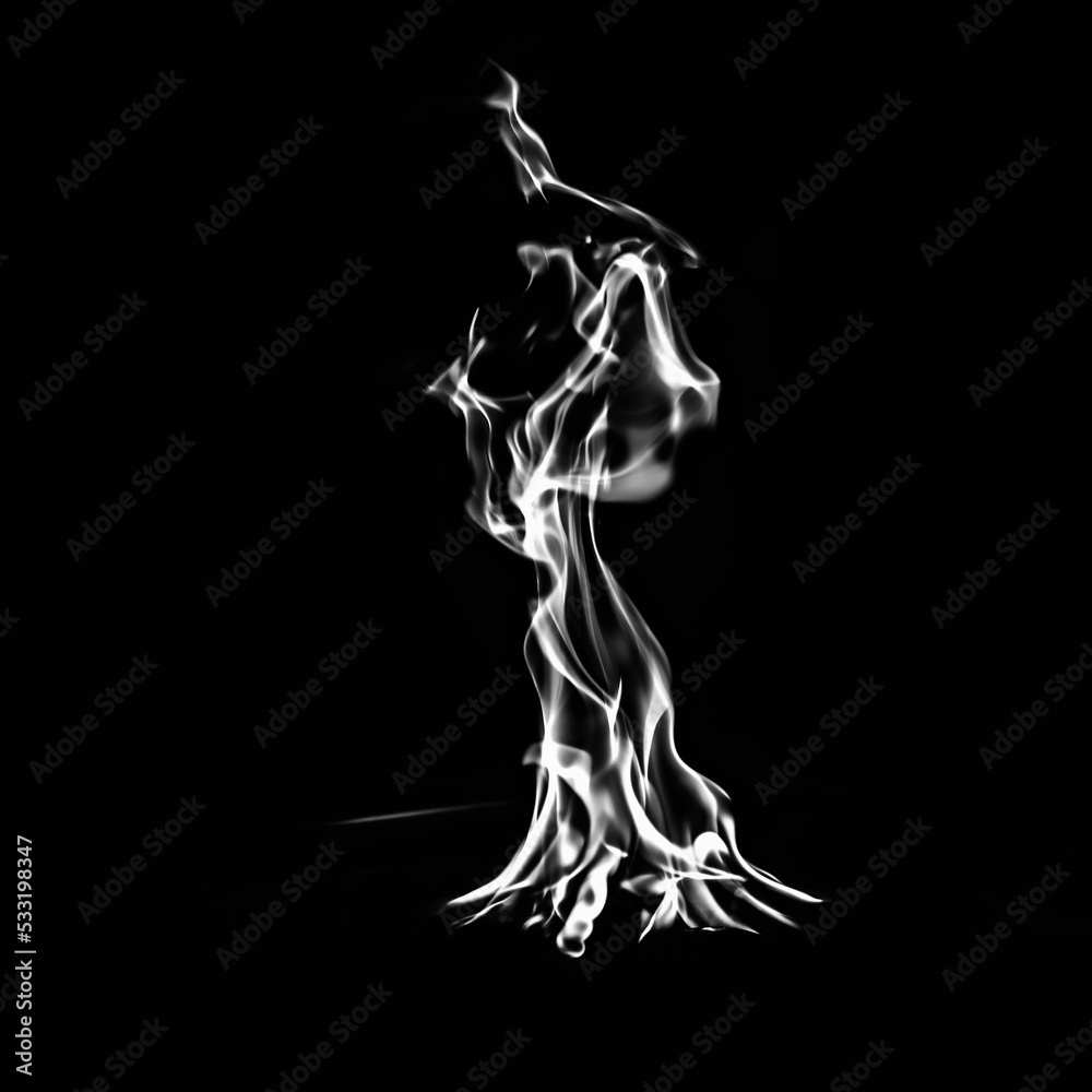 Abstract geometry of black and white fire flames. Anthropomorphic ...