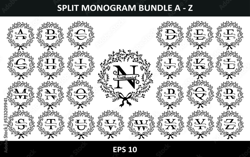 Split Monogram Letter, Set of letters to create a monogram. Monogram ...