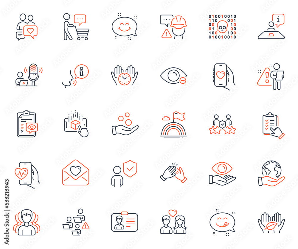 People icons set. Included icon as Health eye, Binary code and Security agency web elements ...