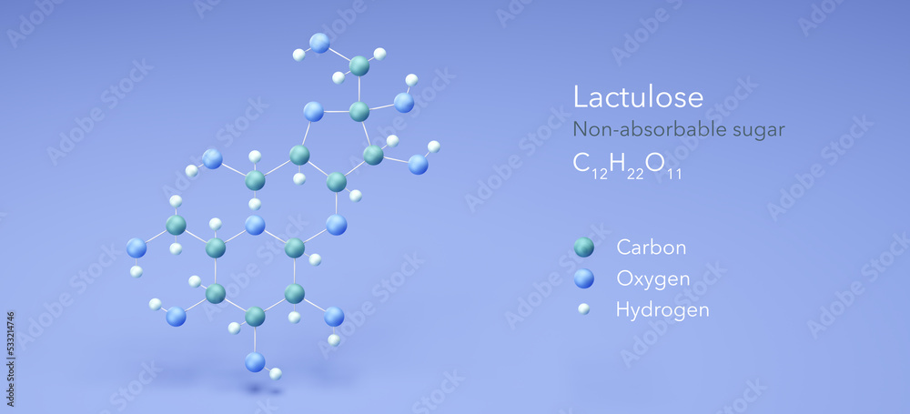 lactulose, molecular structures, Non-absorbable sugar, 3d model ...