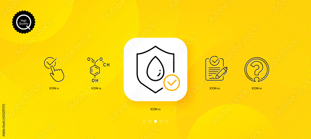 Chemical formula, Checkbox and Rfp minimal line icons. Yellow abstract ... Chemical formula, Checkbox and Rfp minimal line icons. Yellow abstract ...