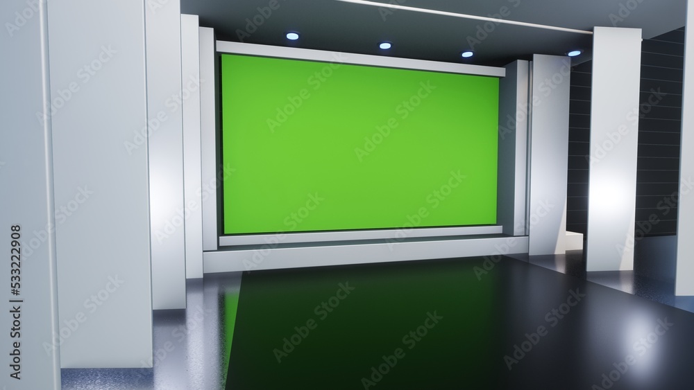 3D Virtual TV Studio News, Backdrop For TV Shows .TV On Wall.3D Virtual ...