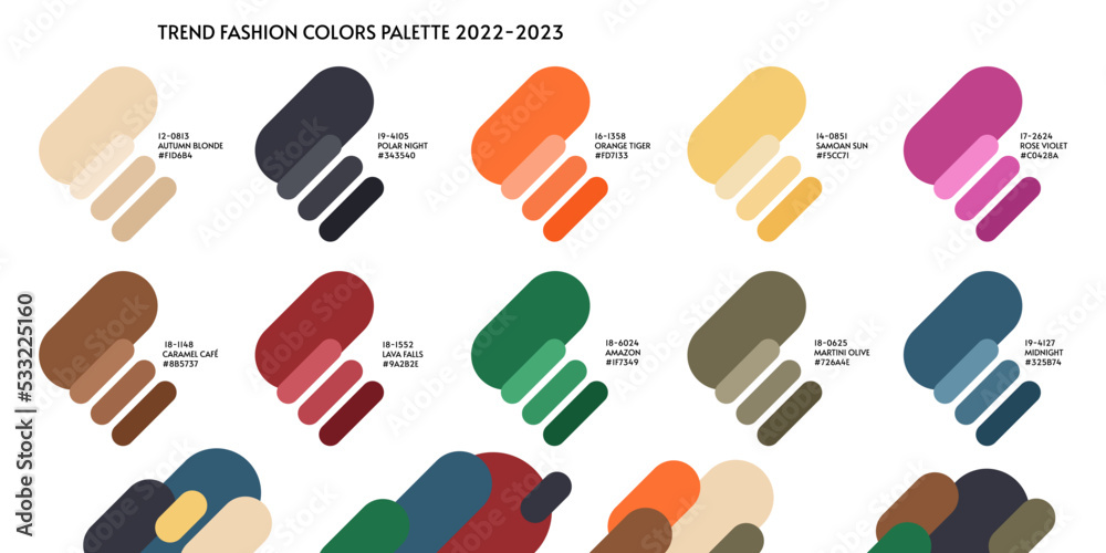 New fashion color trend winter 2022 2023. Color palette forecast of the ...