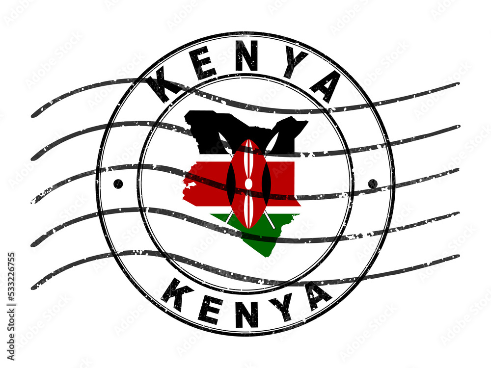 Map of Kenya, Postal Passport Stamp, Travel Stamp Stock Illustration ...