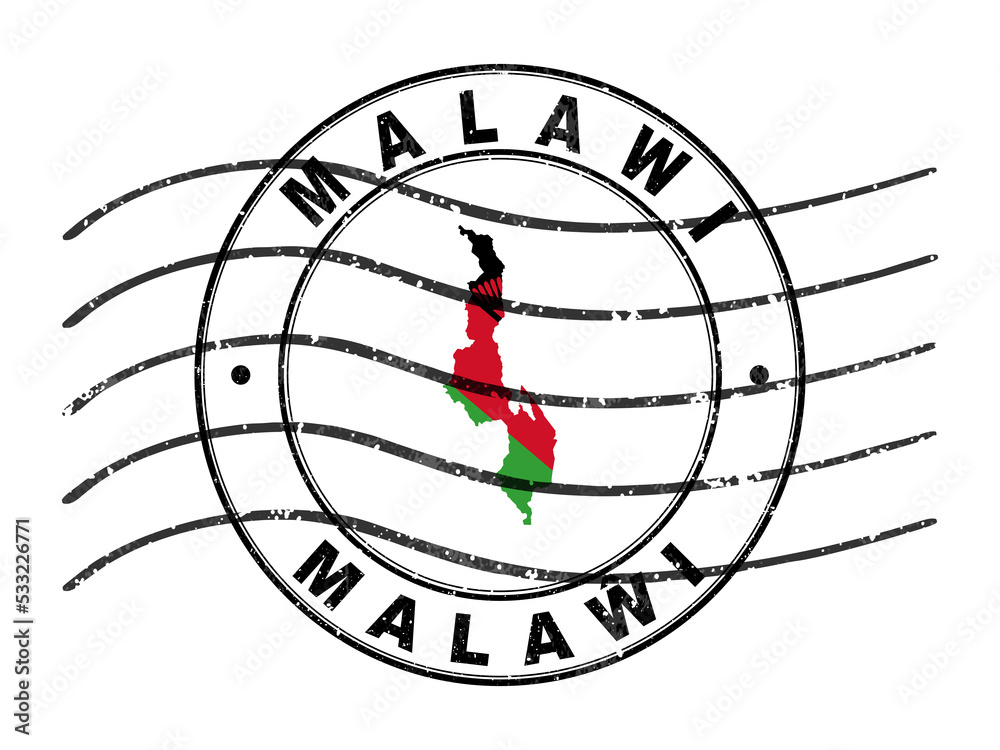 Map of Malawi, Postal Passport Stamp, Travel Stamp Stock Illustration ...
