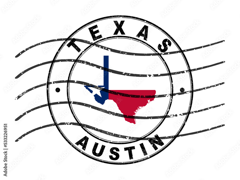 Map of Texas, Postal Passport Stamp, Travel Stamp Stock Illustration ...