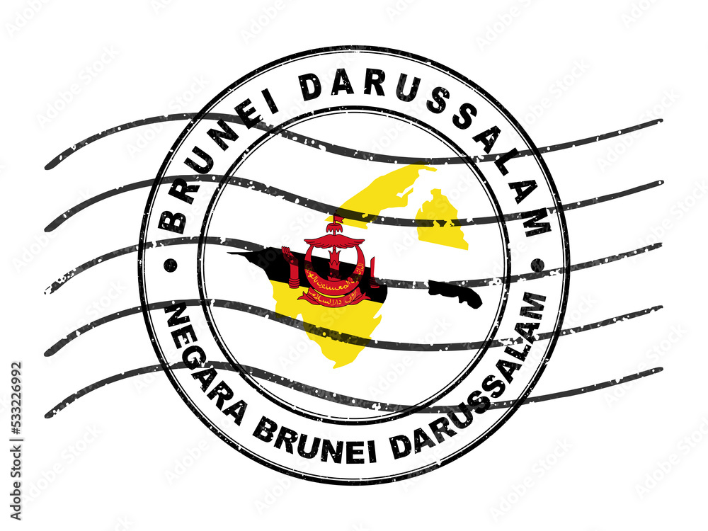 Map of Brunei Darussalam, Postal Passport Stamp, Travel Stamp Stock ...