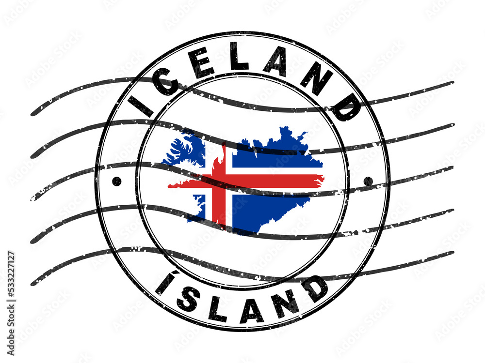 Map of Iceland, Postal Passport Stamp, Travel Stamp Stock Illustration ...